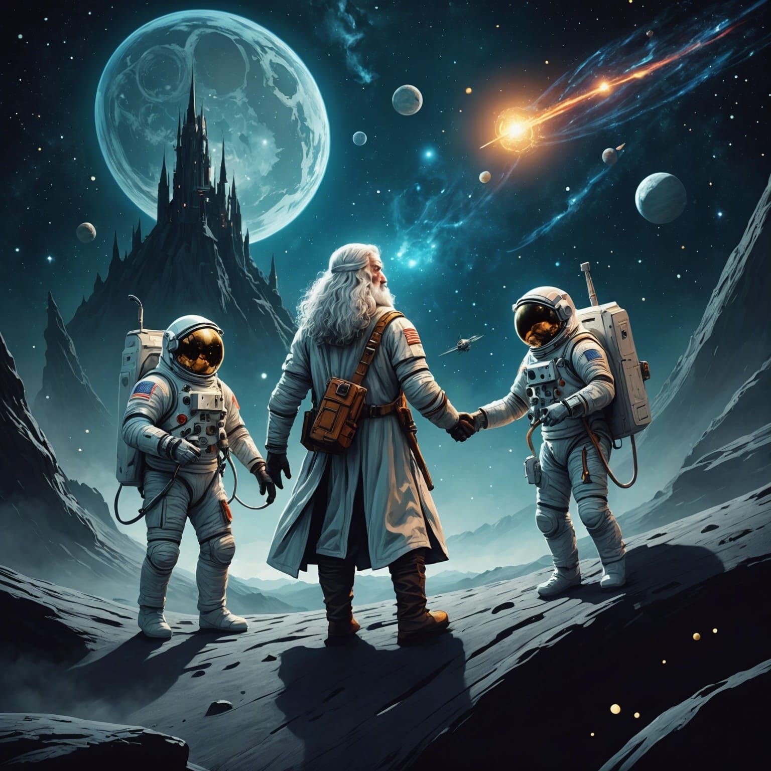 Space wizard & astronauts - AI Generated Artwork - NightCafe Creator