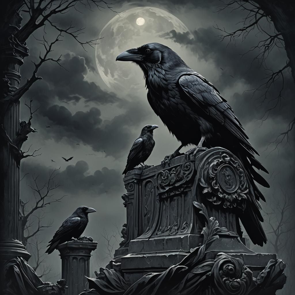 Moody Illustration of “The Raven”: Capture the essence of melancholy ...