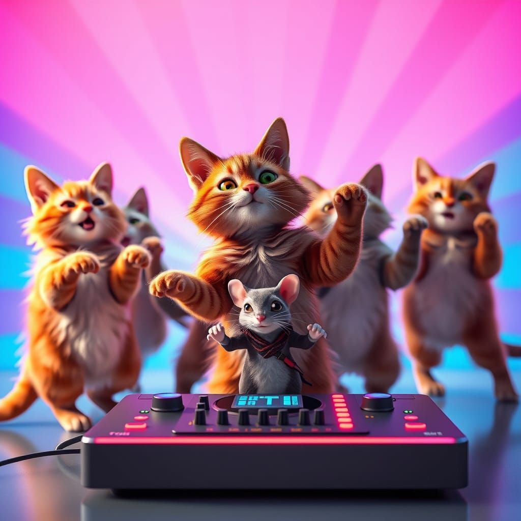 Cat Dance - Dancing Cats in Vibrant Harmony