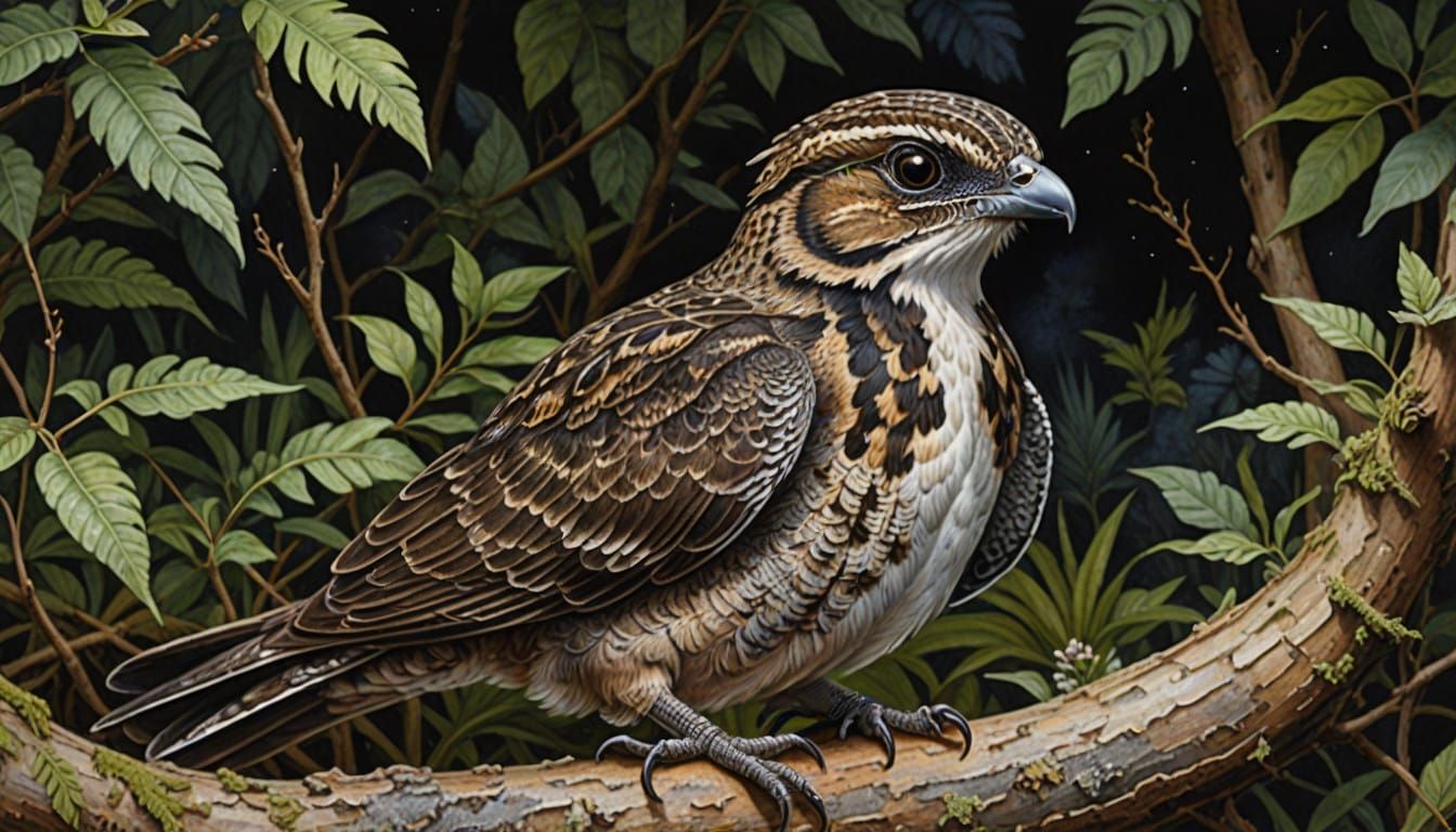 The Great Eared Nightjar in Romantic Watercolor St... - AI Art