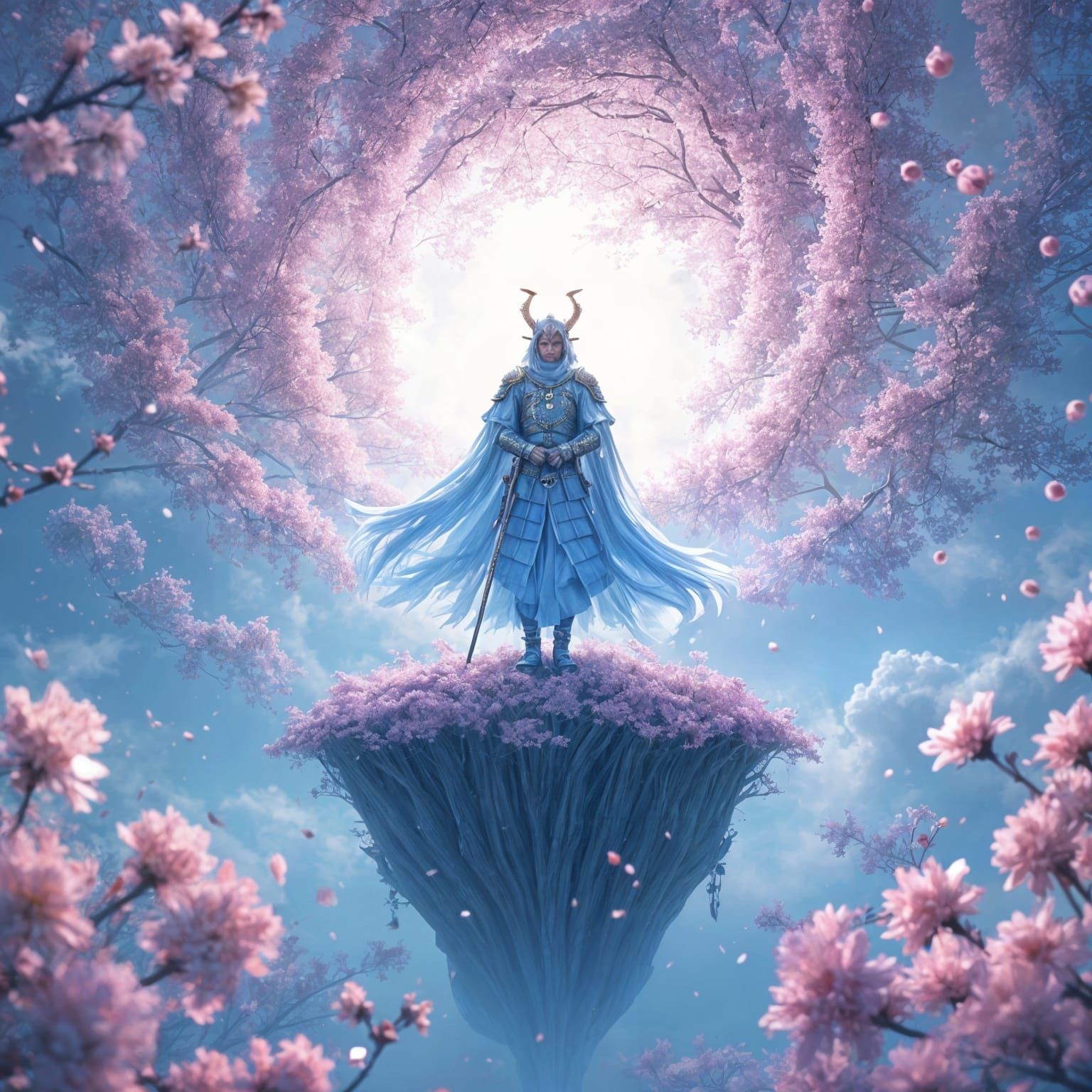 Ethereal Samurai Warrior in Modern Anime Style - AI Art