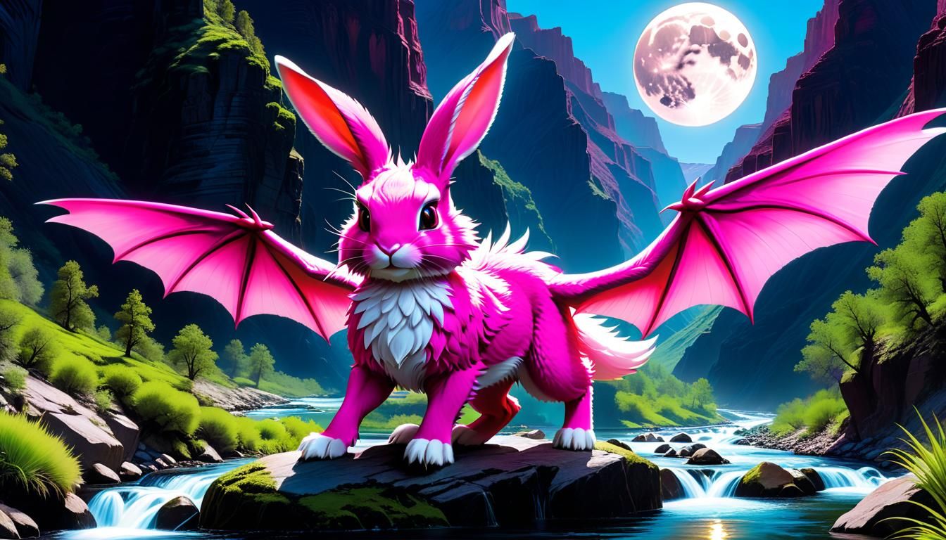 Pink rabbit-dragon - AI Generated Artwork - NightCafe Creator