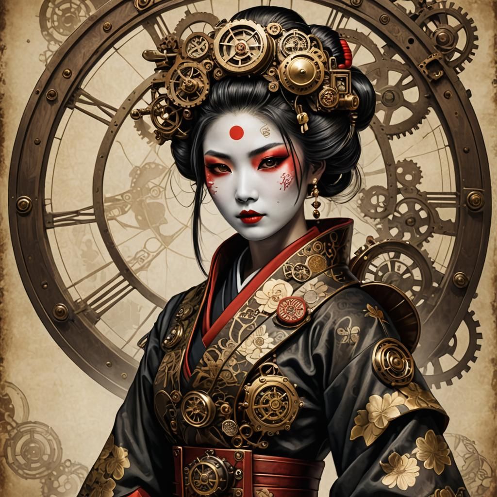 A steampunk geisha ( second edition) - AI Generated Artwork - NightCafe Creator