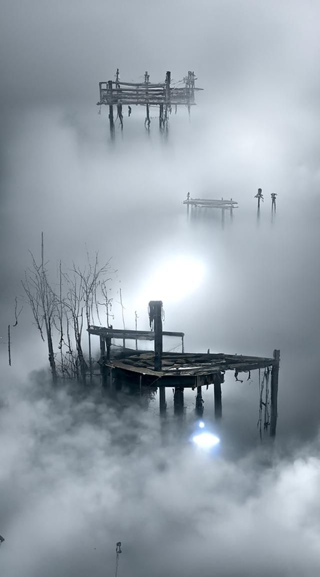 Creepy Dock Surrounded by fog - AI Generated Artwork - NightCafe Creator