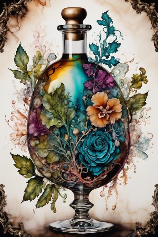 Botanical alcohol ink illustration - AI Generated Artwork - NightCafe ...