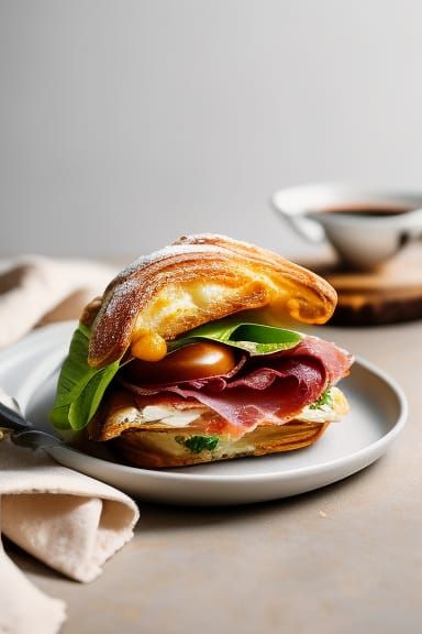 croissant club-sandwich breakfast with prosciutto : r/nightcafe