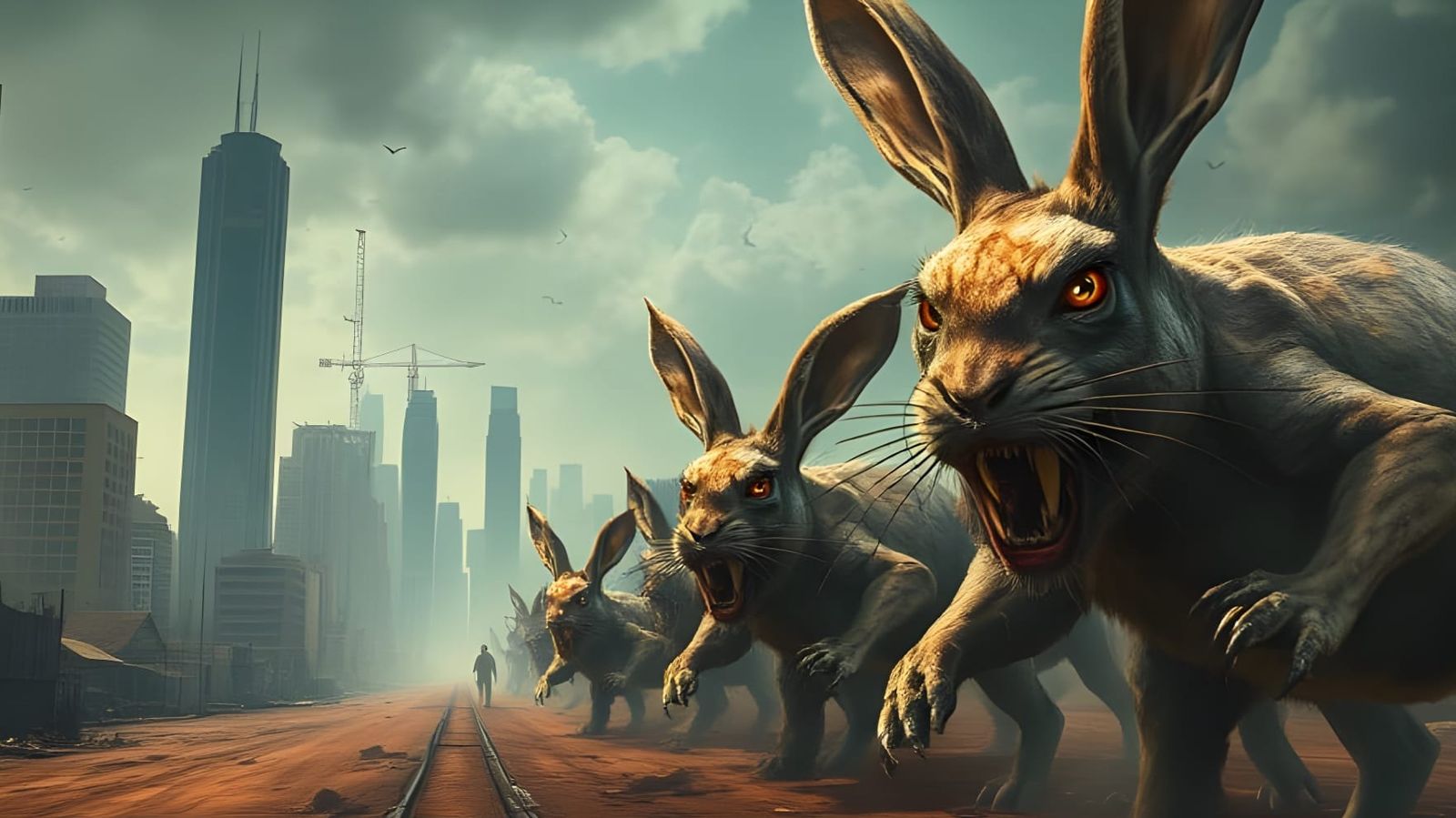 Mutant carnivorous rabbits overrun the land (inspired by the novel "The ...