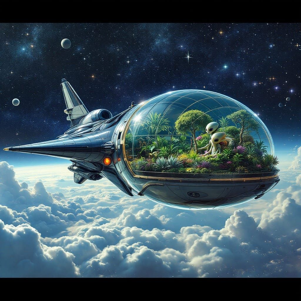 A hyper-realistic, breathtakingly beautiful glass spaceship