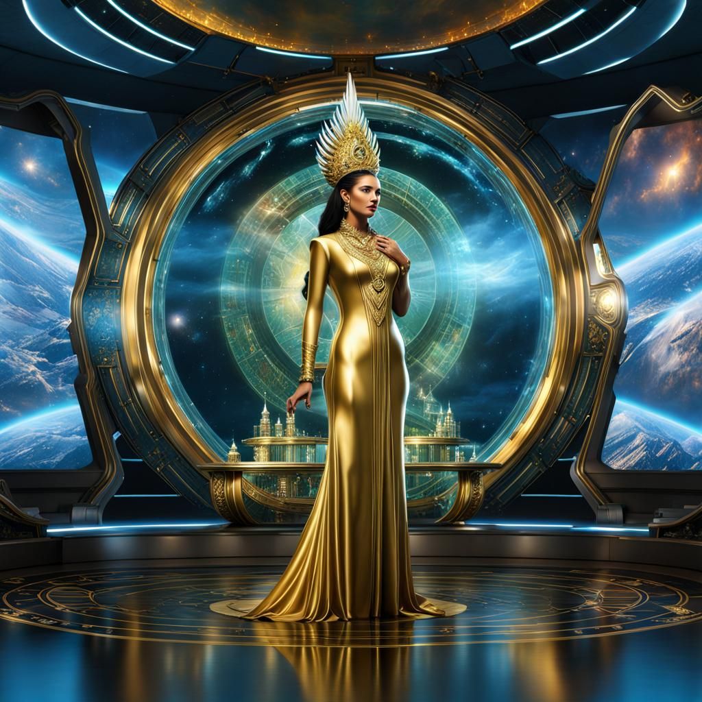 Display matte painting Princess Vensia Queen of Venus of Atlantis in an ...