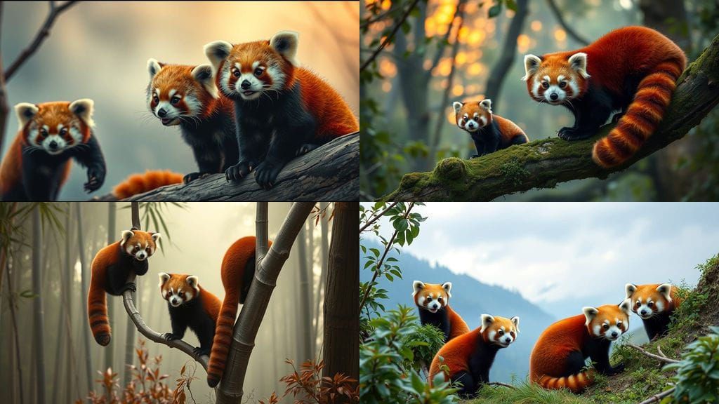 Realistic Panda Species Comparison in Cinematic Fi... - AI Art