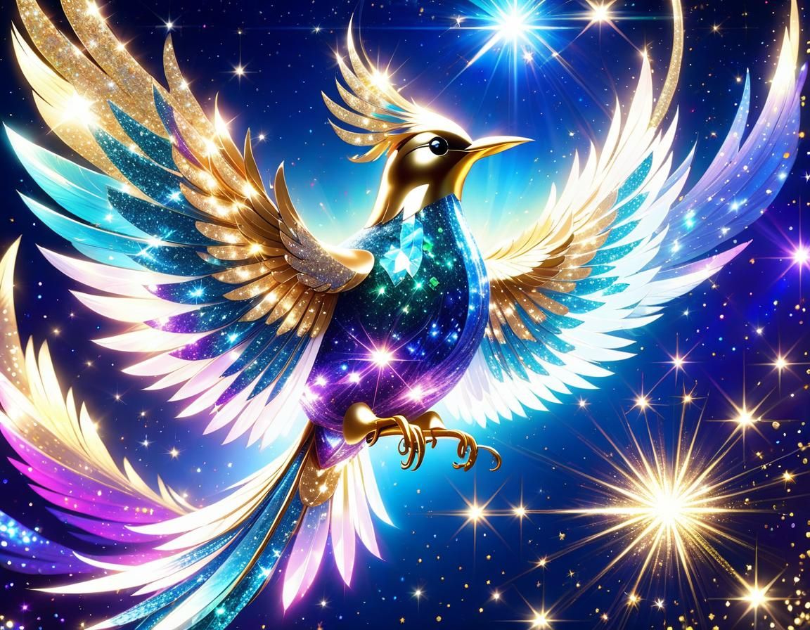 Sparkling glitter bird - AI Generated Artwork - NightCafe Creator