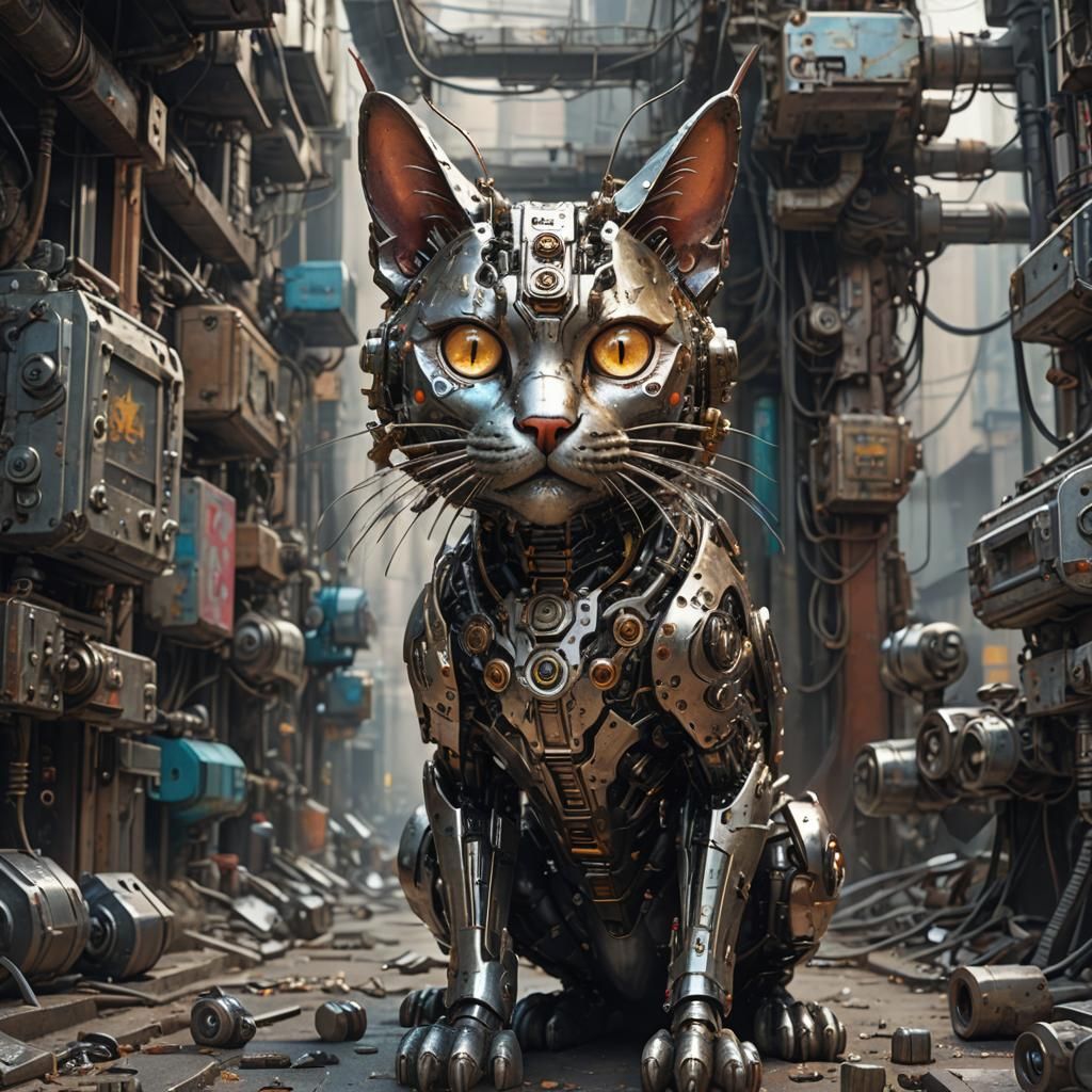 Bolt, our Cybercat - AI Generated Artwork - NightCafe Creator