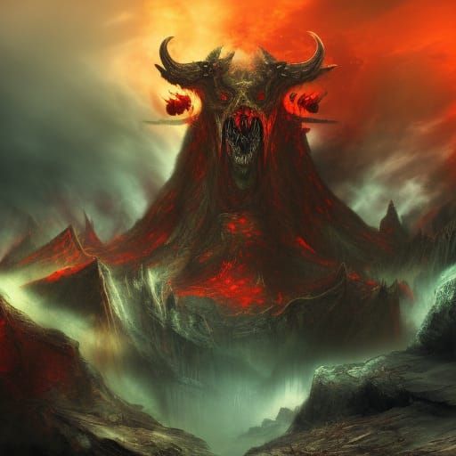 Demonic abyss, hellish landscape, nightmare realm, horrifying Vista ...