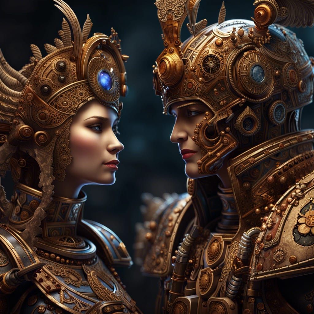 Intergalactic Roman Emperor and Empress, Expressionism, realistic, intricate, detailed ...