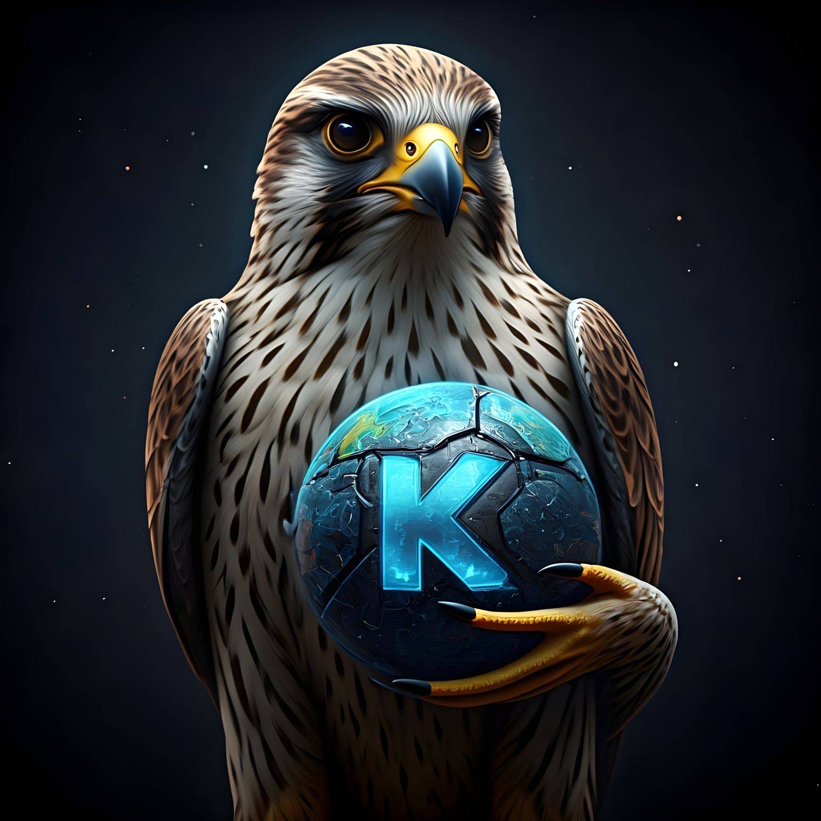 Falcon in Cyberpunk Digital Realm - AI Art