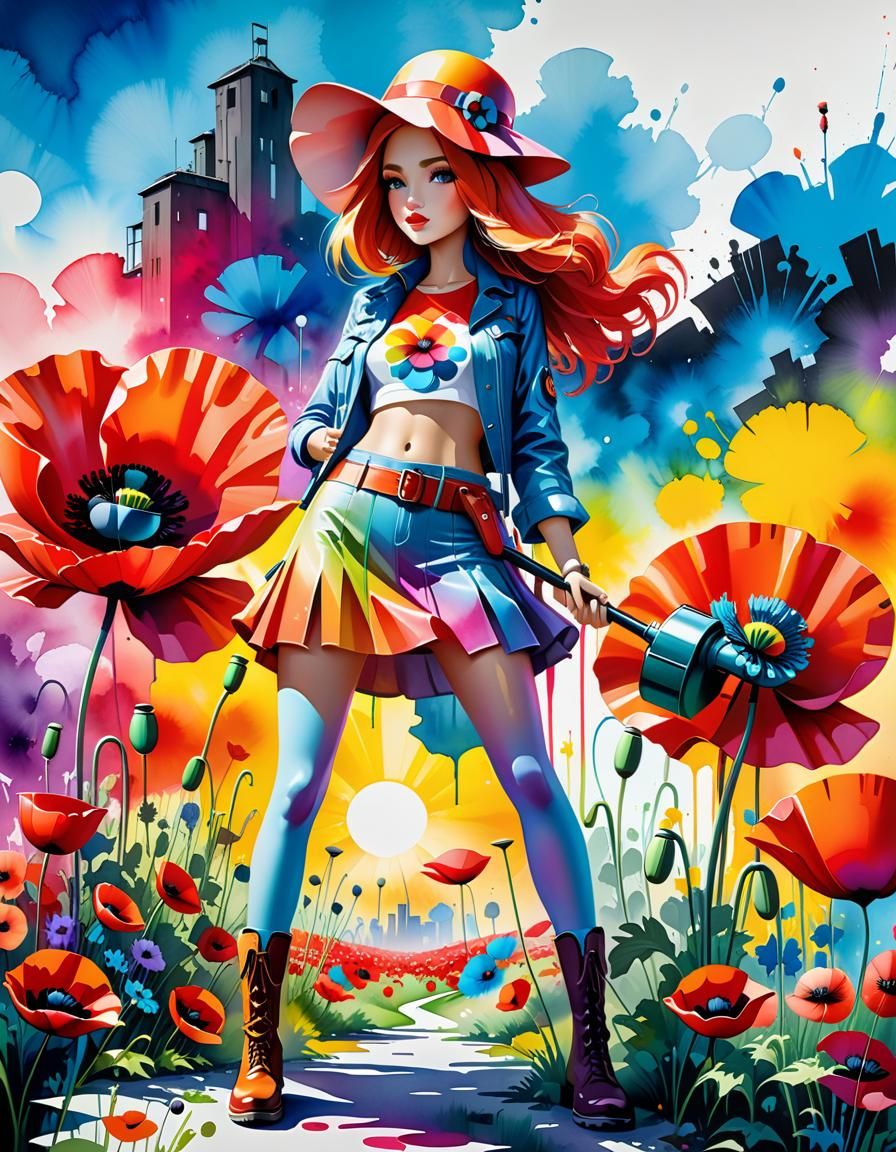 Surreal Poppy Girl by Per. - AI Generated Artwork - NightCafe Creator