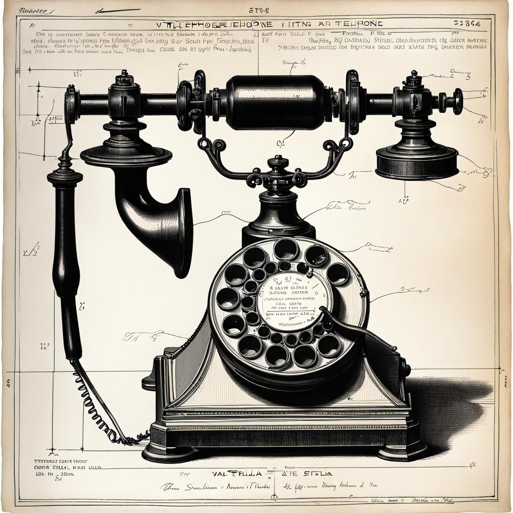 vintage telephone blueprint - AI Generated Artwork - NightCafe Creator