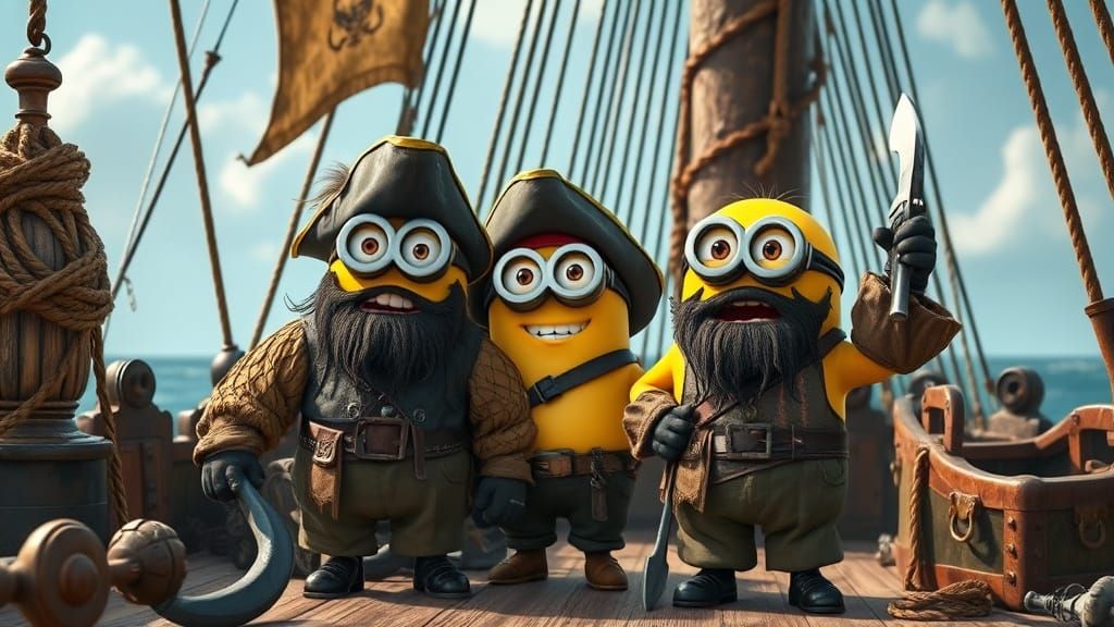 The Minions in a scene from Pirates of the Caribbean