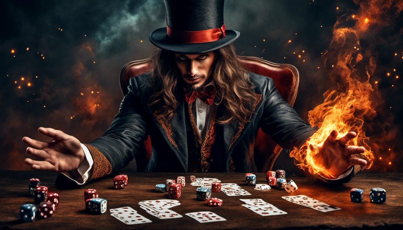 gorgeous man magician :: long brown hair::top hat::fractal spell::fiery ...