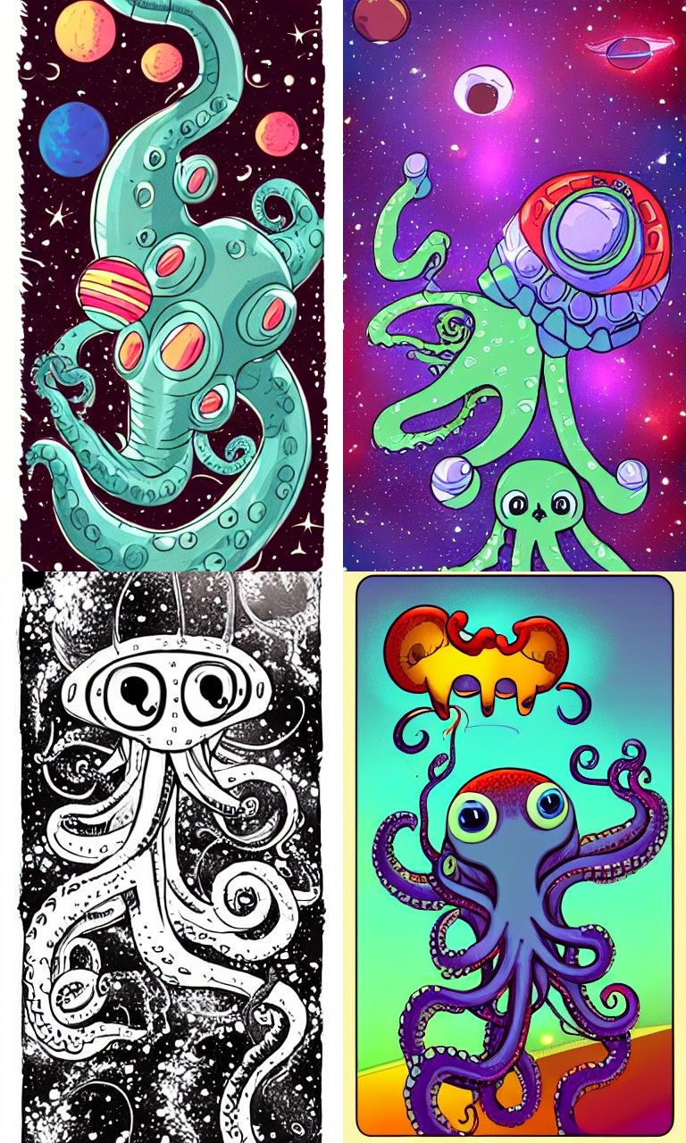 Space octopus aliens, octopus art #2 - AI Generated Artwork - NightCafe ...
