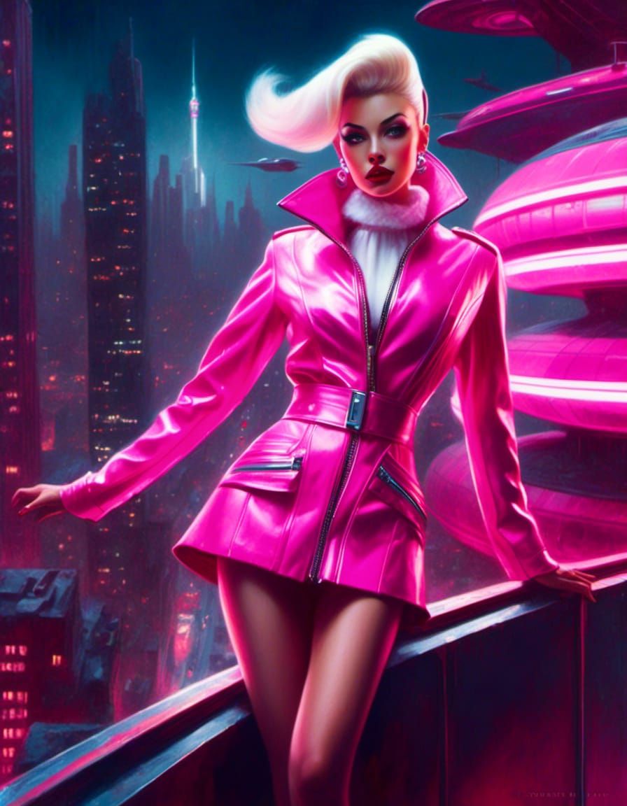 Judy Jetson posing on the top of skyscraper - AI Generated Artwork - NightCafe Creator