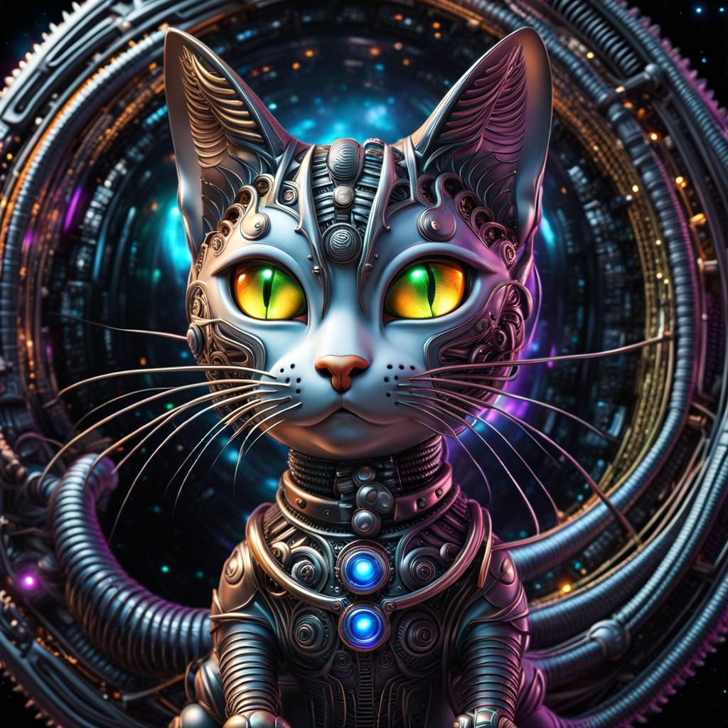 Cute chibi By H. R. Giger, Long depth of field, Lightbody. Vibrant ...