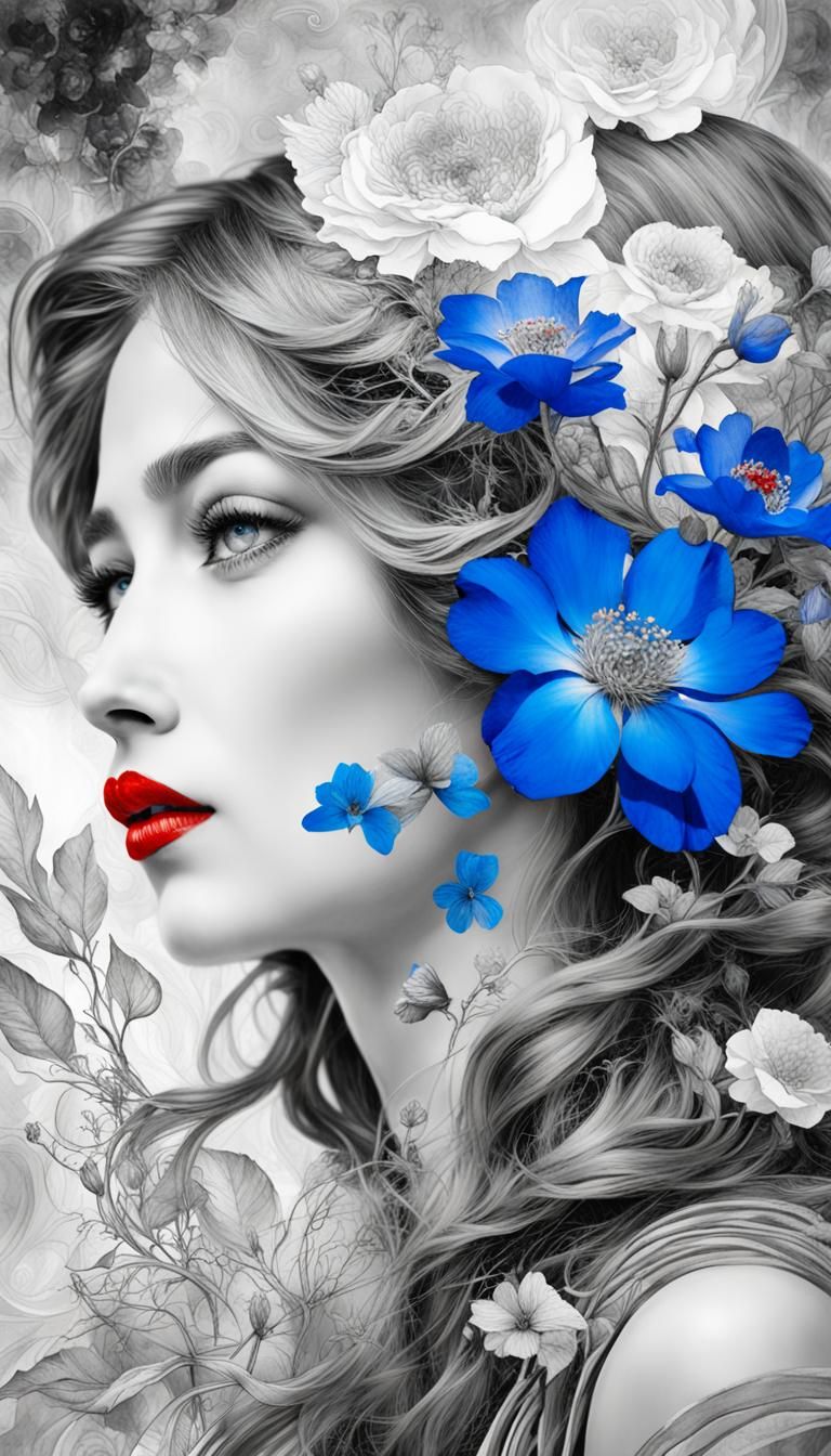 Beautiful woman, black and white double exposure Conceptual art collage ...