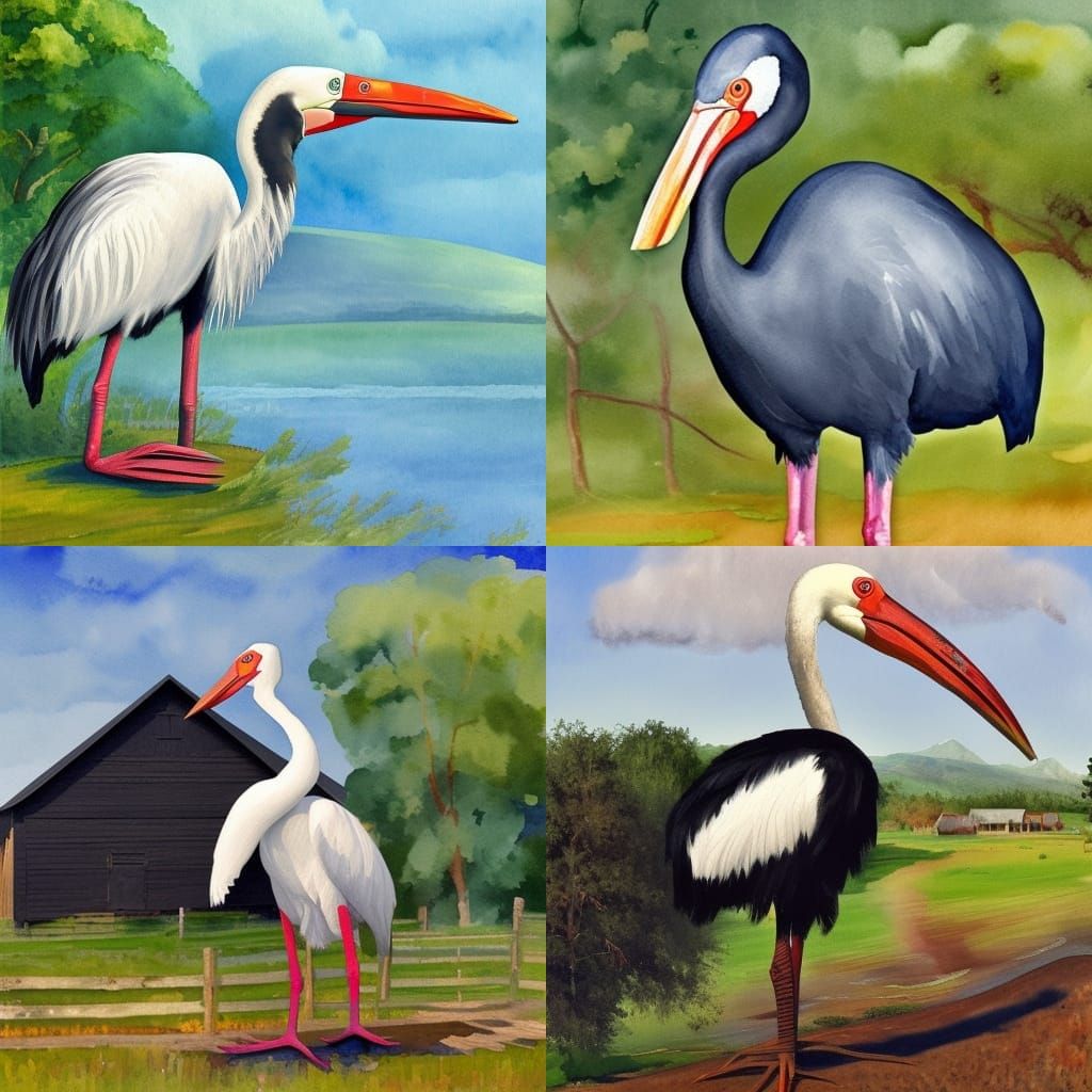 a spoon billed stork sitting on a black barn - AI Generated Artwork ...