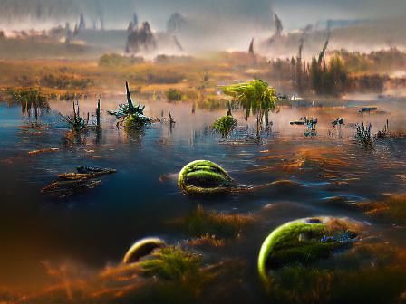 Swamp alien planet landscape trending on Artstation 8k resolution ...