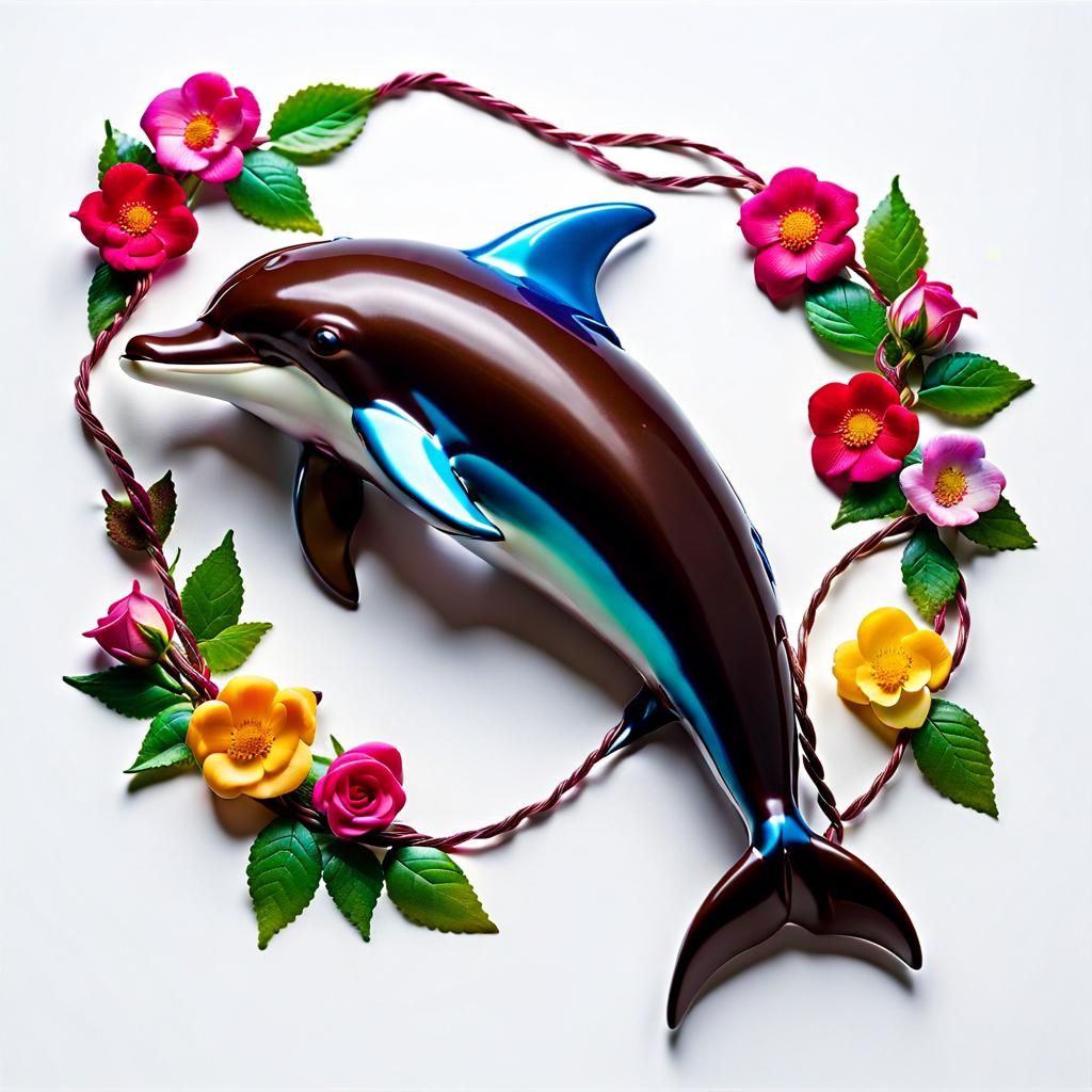 A (Chocolate in the shape of a Dolphin, aesthetically decorated with ...