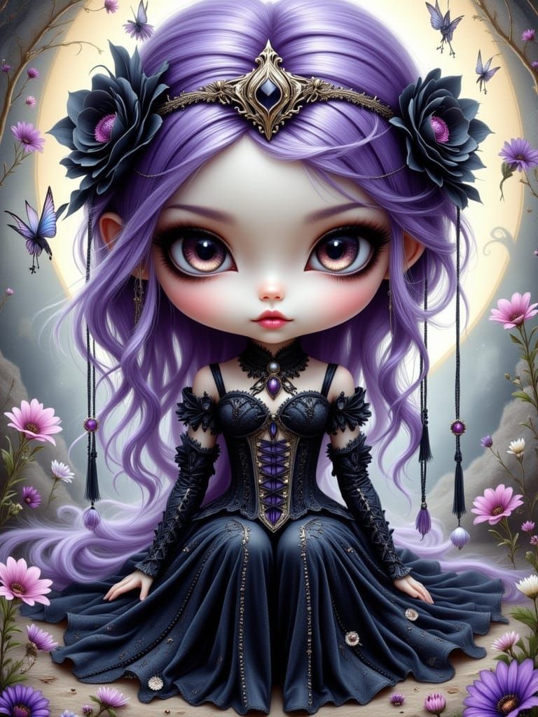 Chibi Doll Gothic - Gothic Chibi Beauty in Dreamy, Whimsical...