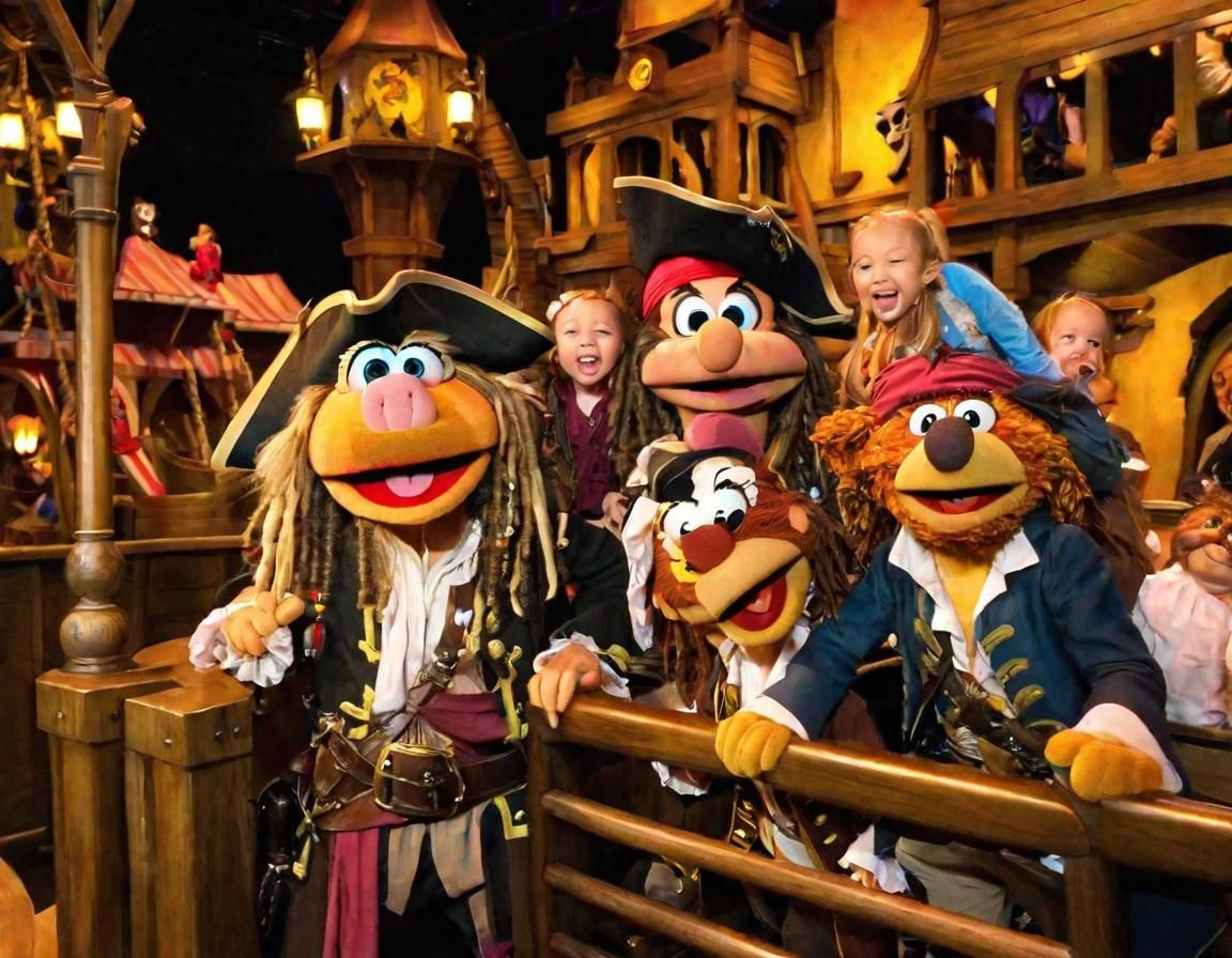 Pirates of the Caribbean ride with little Muppets riding the ride ...