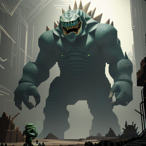 Low-Poly Kraid in Abandoned 8-Bit Phazon Mines - AI Art