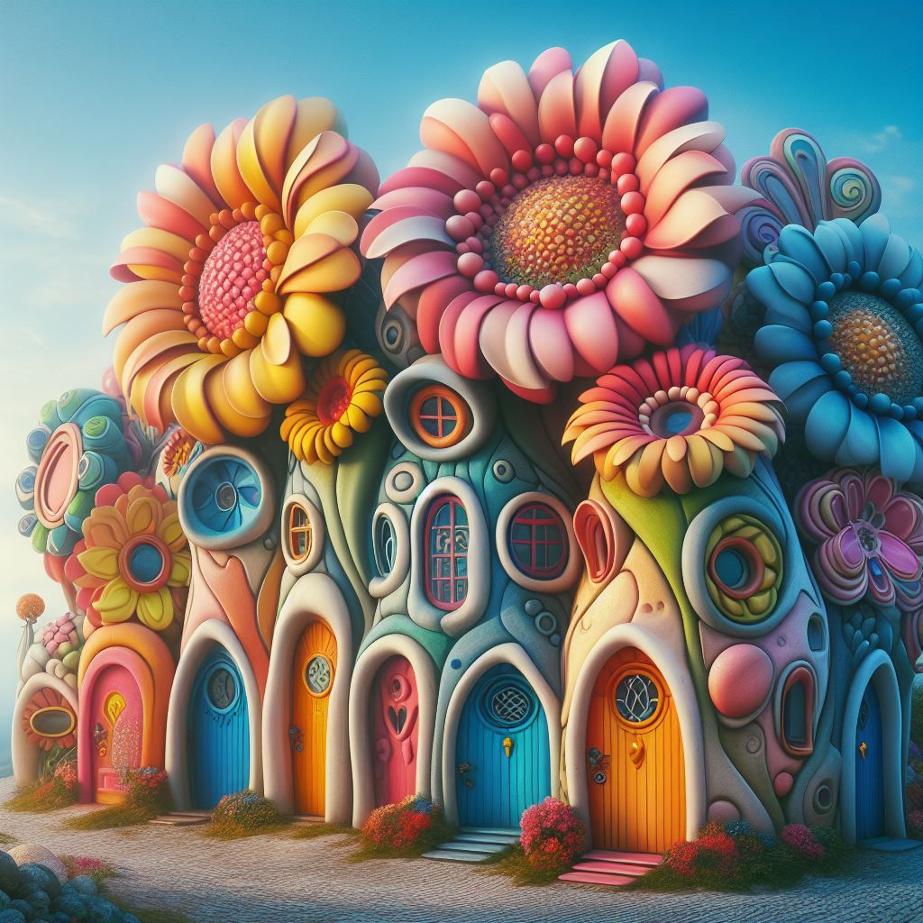 Flower houses - AI Generated Artwork - NightCafe Creator