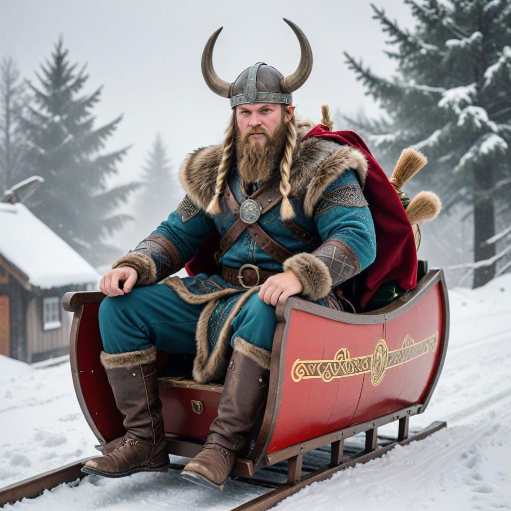 Viking in Santa's sleigh - Viking in Santa's sleigh