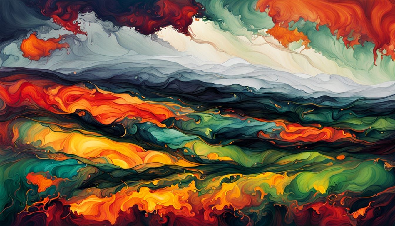 Melancholic Color Field Painting with Bold Strokes - AI Art
