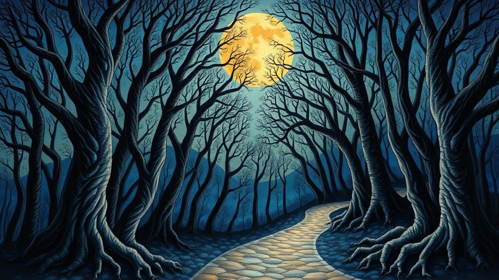 Dreamlike Forest Scene in Cubist Style - AI Art