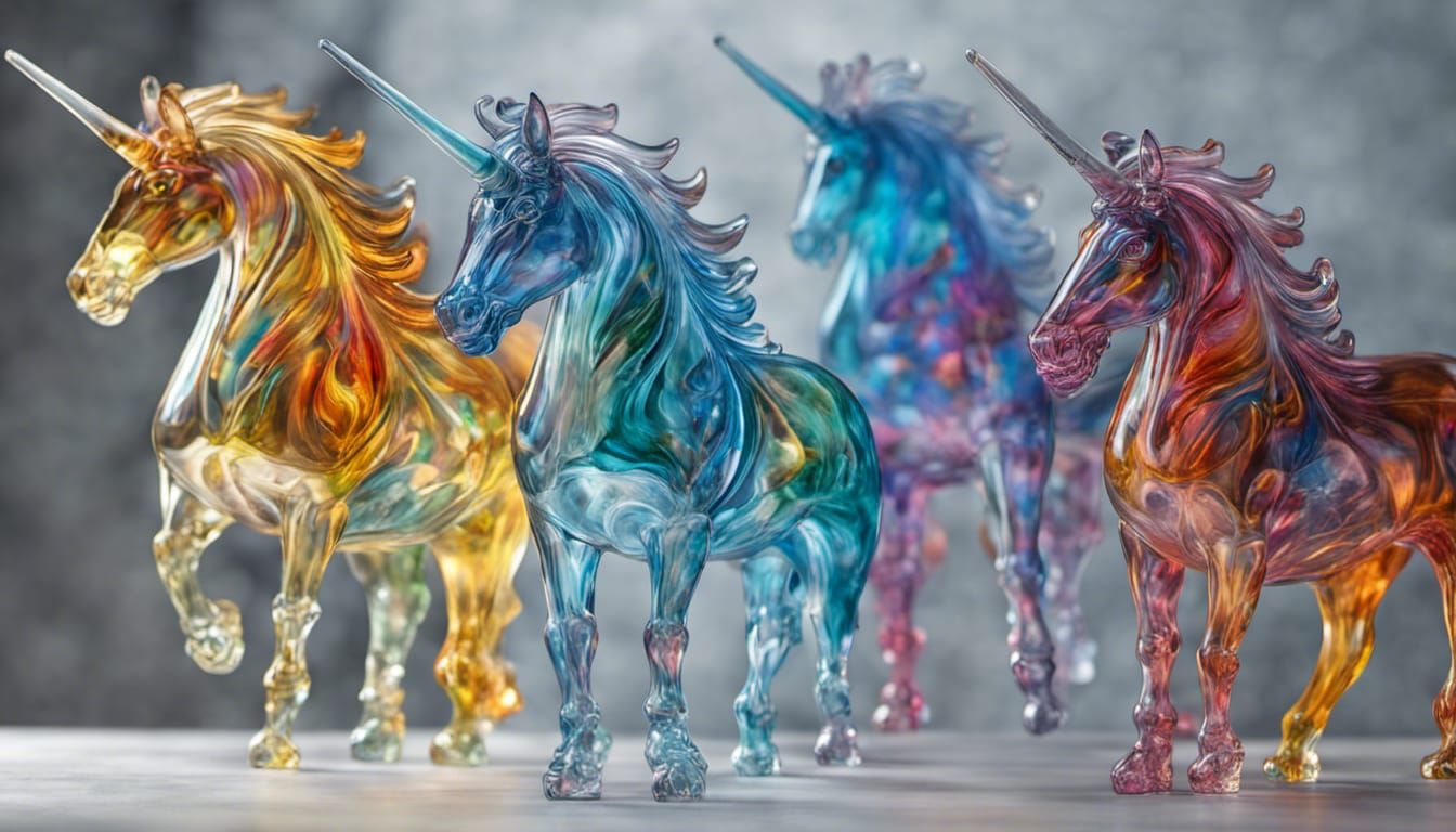Collection of Glass unicorns 🦄 - AI Generated Artwork - NightCafe Creator