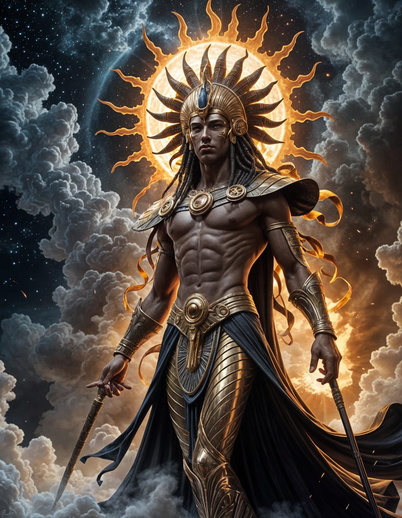 Vorticism Inspired Airbrush Art of Sun God Ra - AI Art