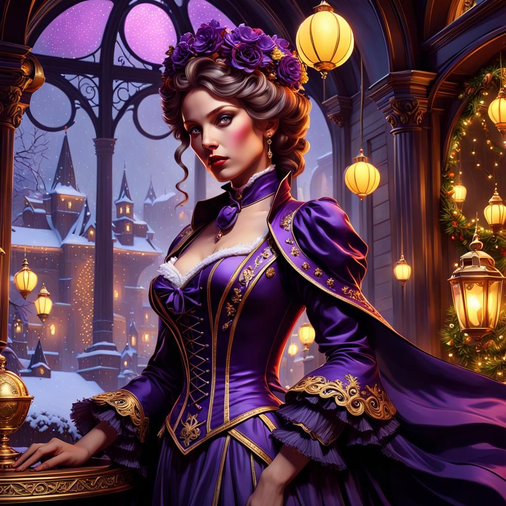 Lady in the Purple Dress for Christmas - AI Generated Artwork ...