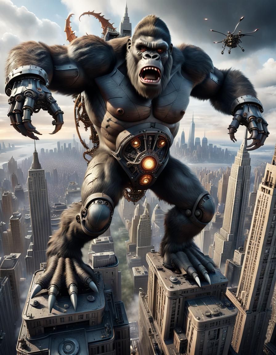 King Kong Gigantic Mecha Monster on the rampage - AI Generated Artwork ...