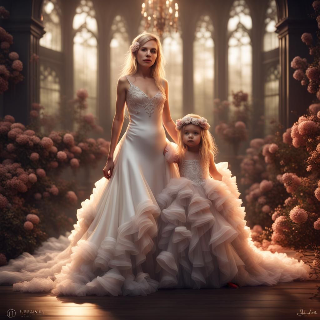 Bride and beloved flower girl - AI Generated Artwork - NightCafe Creator