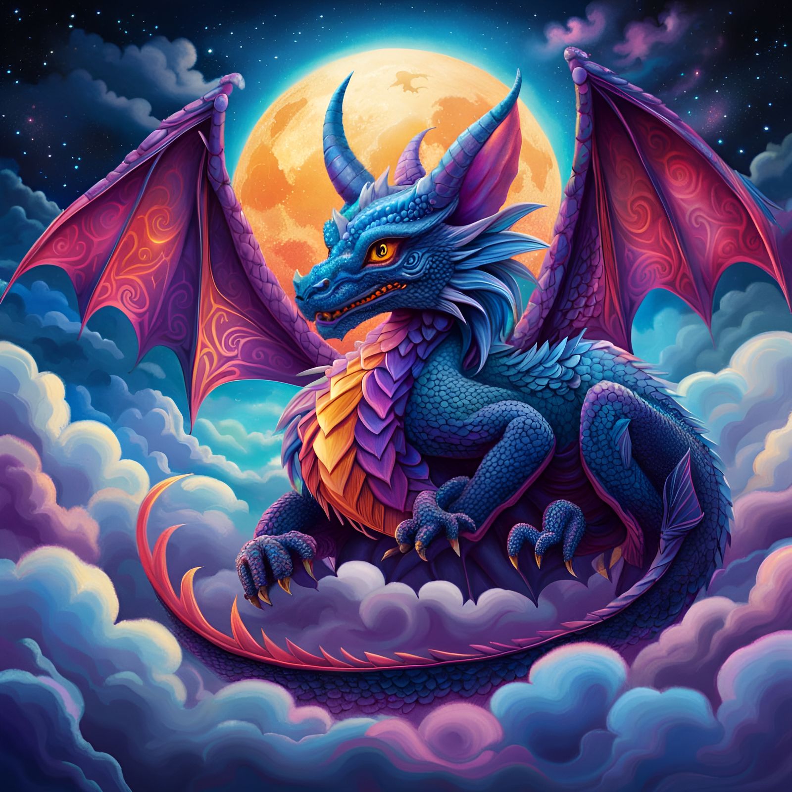 Dragon-bat made of clouds - AI Generated Artwork - NightCafe Creator