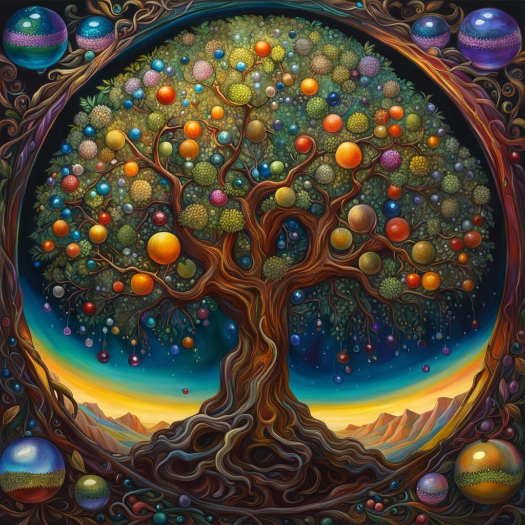 Tree Growing Glass Spheres - AI Generated Artwork - NightCafe Creator