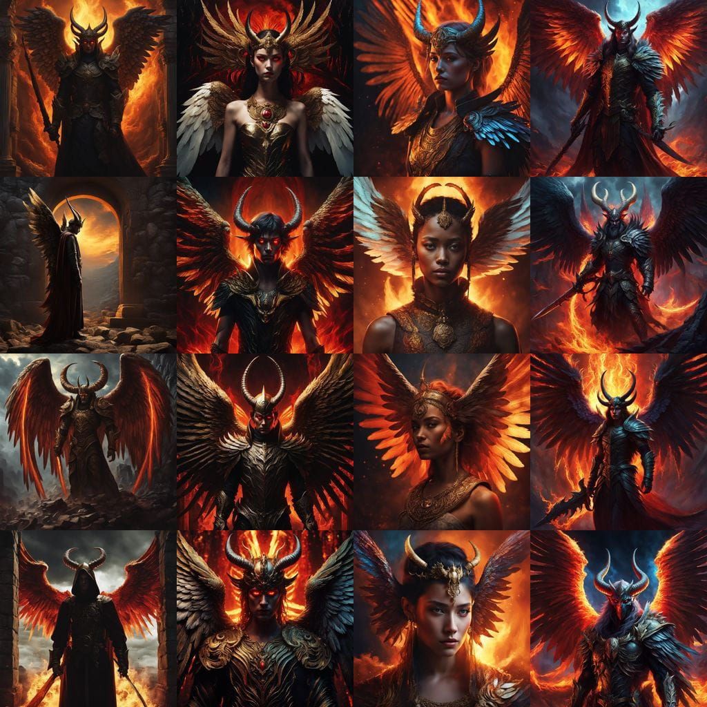 Half Angel, Half Demon Human Figure - AI Art