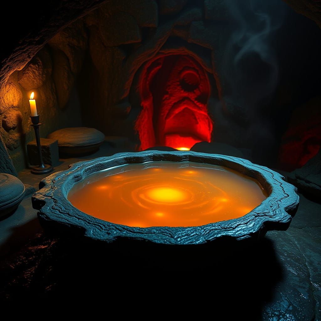 Hot Grotto - Ethereal Grotto Scene in Vibrant, Moody Colors