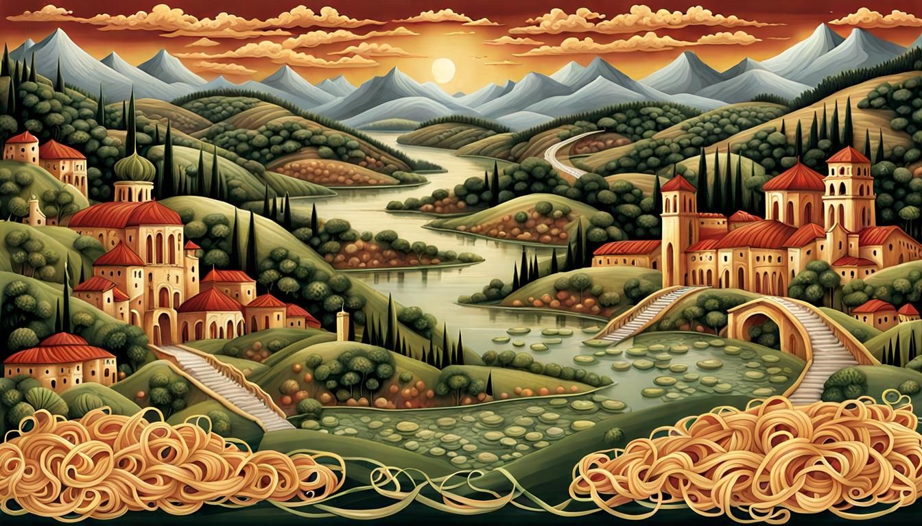 Landscape with Spaghetti - AI Generated Artwork - NightCafe Creator