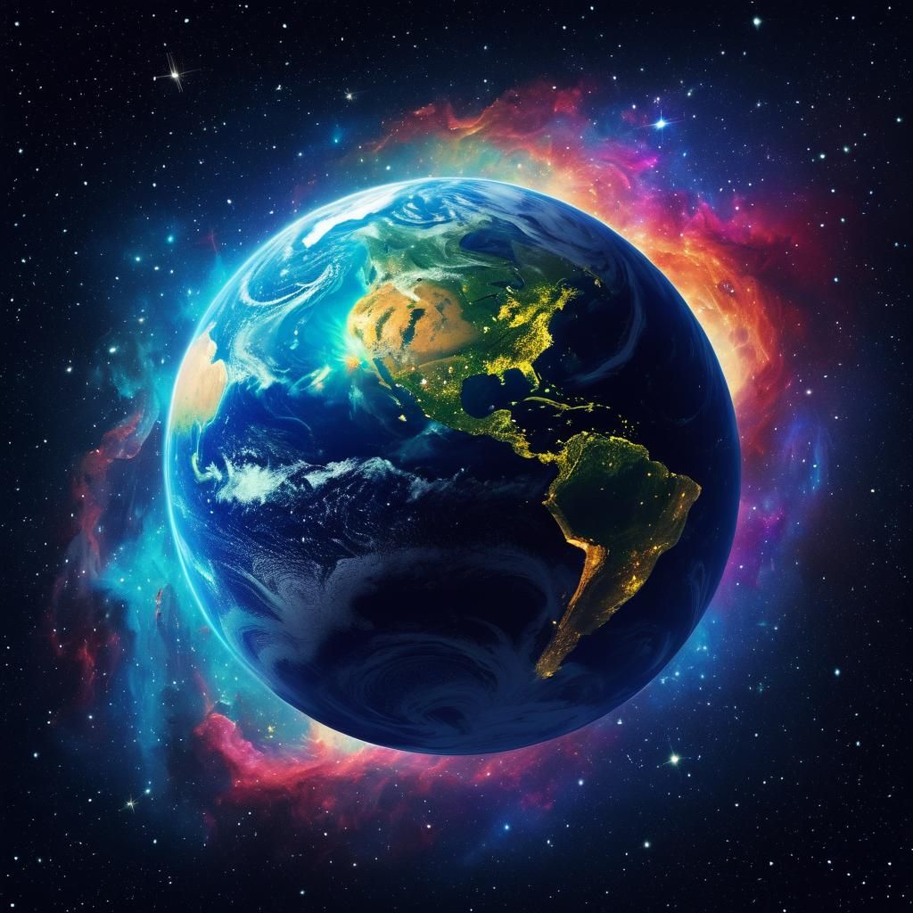 The earth in front of a nebula - AI Generated Artwork - NightCafe Creator