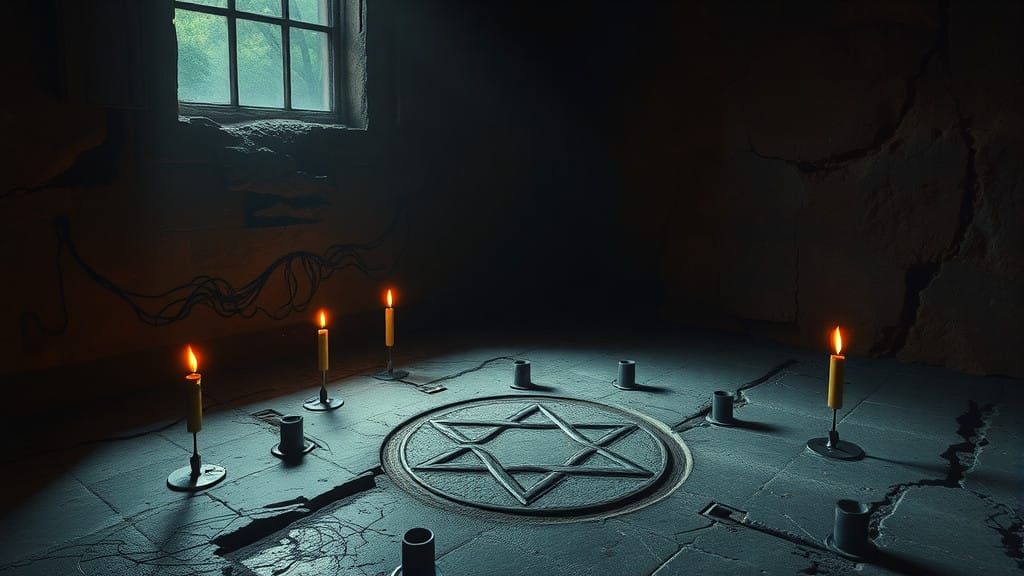 Ethereal Hexagram Chamber in Cthulhu Horror Aesthe... - AI Art