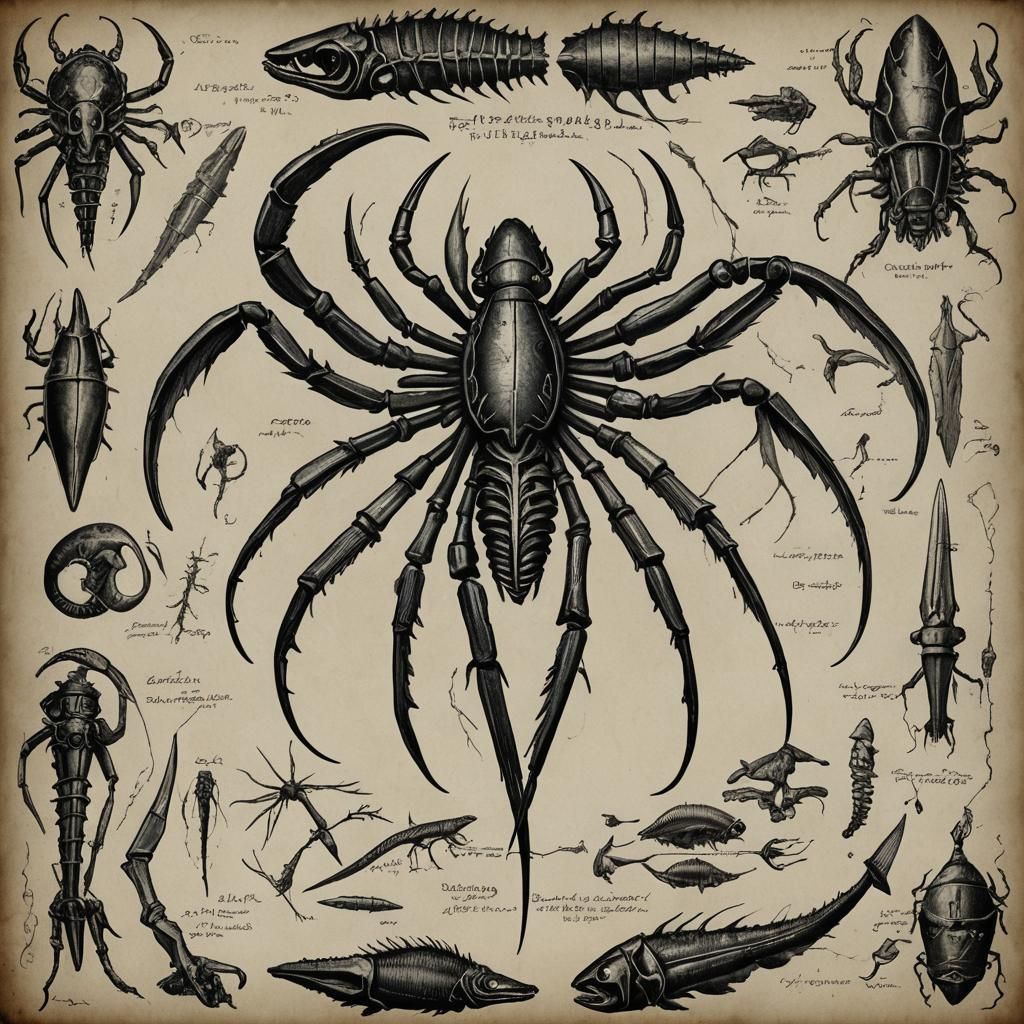 anatomical drawing of lovecraftian insect creature - AI Generated ...